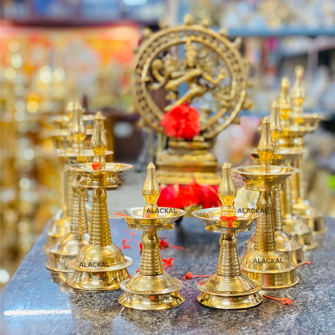 Light Up Your Home: 10 Pooja Room Brass Lamps – Alackal Bell Metals