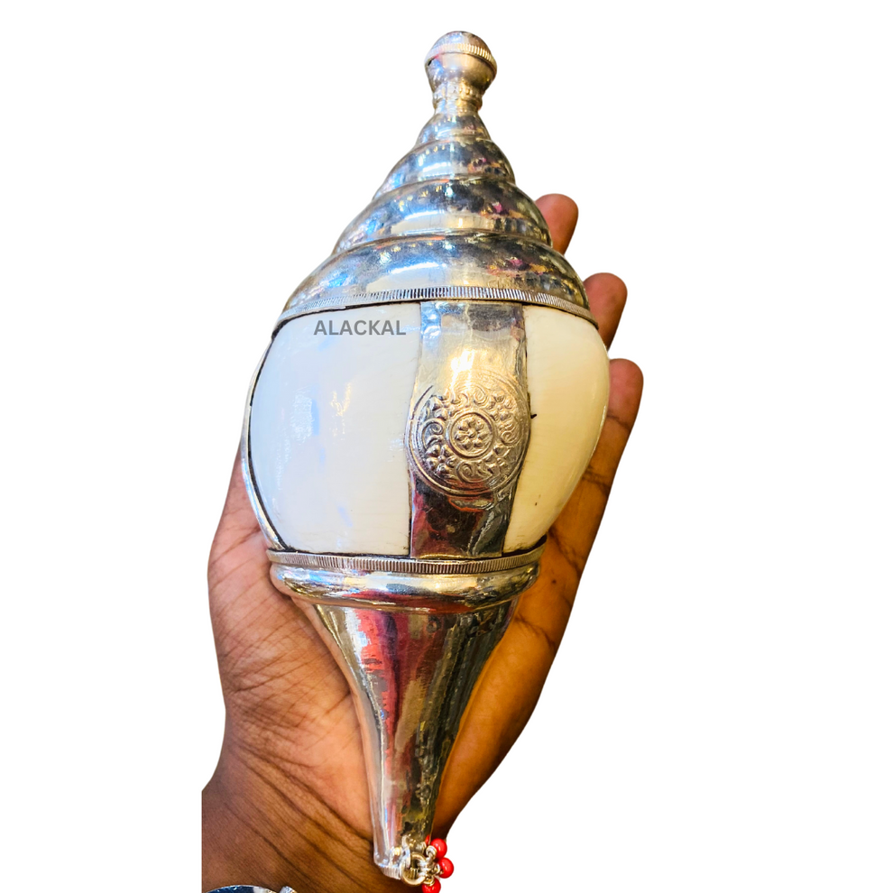 PURE SILVER SHANKH / CONCH ( LARGE ) – Alackal Bell Metals