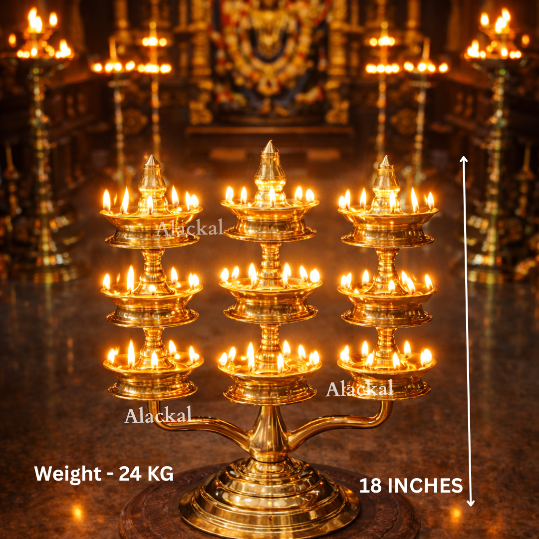 Handmade Bronze Maha Kavaravilakku 3 Layer Lamp | Kerala Temple Vilakk ...